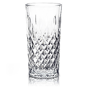 Vikko Drinking Glass, Set of 12 Tall Beverage Glasses, 12.25 Ounce Highball Glasses, Dishwasher Safe Collins Glass