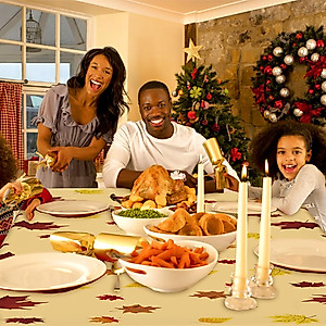 Fall Tablecloth, 2 Pcs Thanksgiving Tablecloth, Autumn Leaves Plastic Tablecloth, Rectangle Disposable Table Cover Waterproof Tablecloth Fall Themed for Holiday Dinner Party Decoration 54 x 108 inches