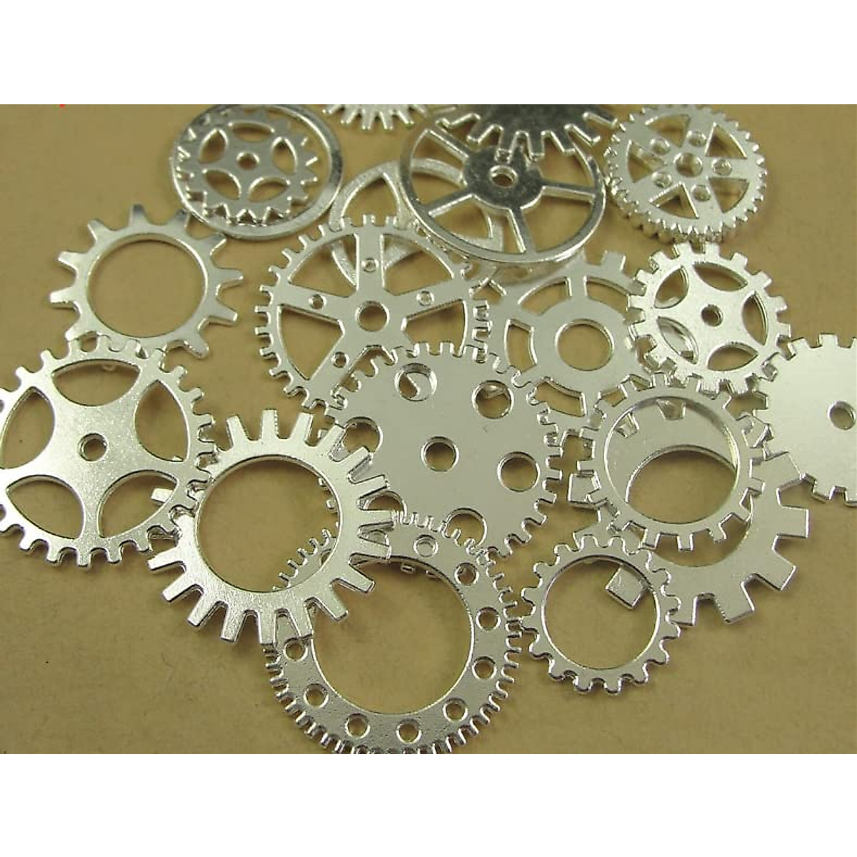 ALL in ONE MAHAVIMOKSA 200 Grams Steampunk Gear Wheel Charms Cog Connectors Pendants Jewelry Finding DIY Craft (Silver)
