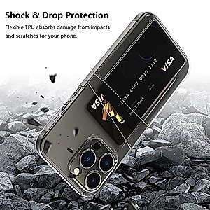 Restoo for iPhone 14 Pro Max Case + 2 Pack Tempered Glass Screen Protector, Clear Case with Card Holder Camera Lens Protection Protective Phone Cover for iPhone 14 Pro Max 6.7 Inch-Clear