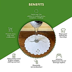 Regency Wraps Fabric Covers for The Bases of Stemmed Glasses, Absorbent and Disposable Stem Wraps, Fits up to 3.25" Base Glasses, White, Pack of 12