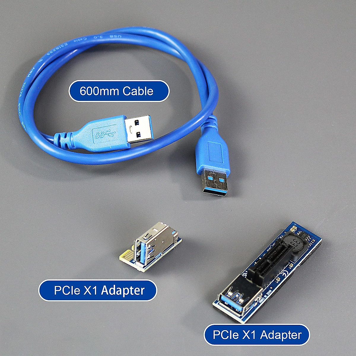 GLOTRENDS UEX101 600mm PCIe 3.0 X1 Riser Cable for PCIe WiFi Card, M.2 PCIe Card, Firewire Card, USB PCIe Card, Sound Card, etc