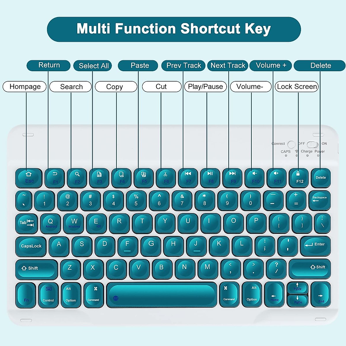 Eisuiyi iPad 10.2 Case with Keyboard for iPad 9th/8th/7th Gen, Compatible with iPad Air3/iPad Pro10.5, Detachable BT Keyboard with Magentic Protective Cover, Built-in Pencil Holder, Teal