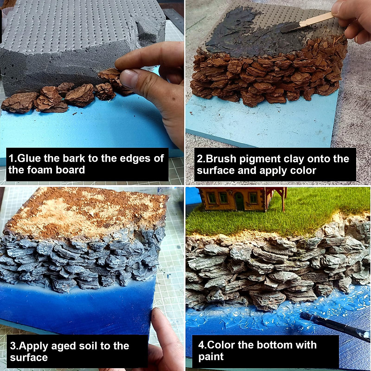 Warmtree Miniature bark Diorama Materials Miniature Terrain for Diorama Supplies Mini Model Military Scene Railway Fairy Garden Diorama Scenery Landscape