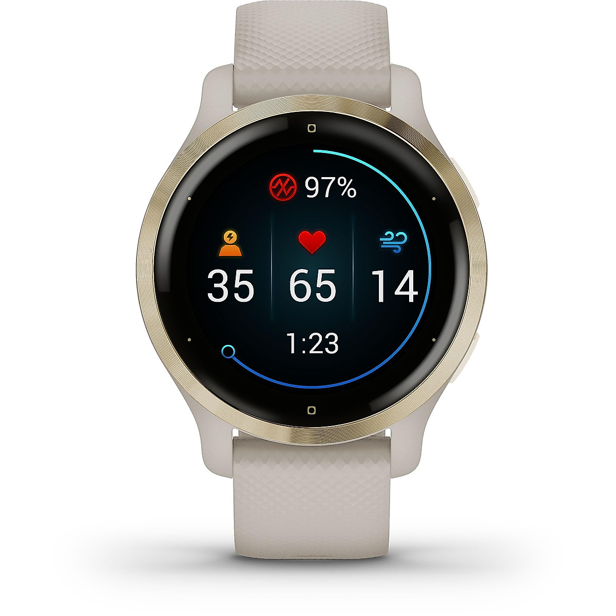 Garmin Venu 2S, Smaller-Sized GPS Smartwatch with Advanced Health Monitoring and Fitness Features, Light Gold Bezel with Tan Case and Silicone Band, (010-02429-01) (Renewed)
