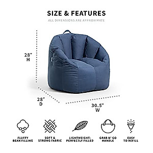 Big Joe Milano Bean Bag Chair, Denim Cobalt Lenox, Durable Woven Polyester, 2.5 feet