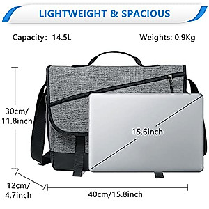 VASCHY Messenger Bag for Men, Fashion Water Resistant Laptop Satchel Crossbody Shoulder Side Bag Briefcase for Men and Women for Work,School,Business Gray