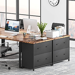 Tribesigns 2-Drawer File Cabinet, Wood Lateral Filing Cabinet, Home Office File Cabinet for A4, Letter Size, Rustic Brown & Black