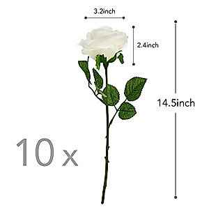 Softflame Artificial/Fake/Faux Flowers - Rose White 10PCS for Wedding, Home, Party, Restaurant