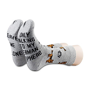 TSOTMO German Shepherd Dog Pet Lover Socks Leave Me Alone Only Talking To My German Shepherd Today Socks Gift for Dog Lover (Shepherd)