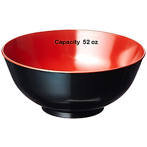 JapanBargain 2396x2, Japanese Style Plastic Black and Red Color Large 52 oz Ramen Bowls for Udon Pho Noodles Soup Cereal Pasta, Pack of 2