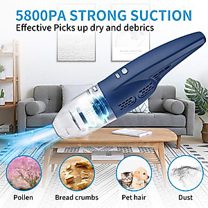 666 SIX BY SIX 【 Upgraded】 Handheld Vacuum Cleaner Cordless, Portable Mini Car Vacuum Small Dust Buster 5500 PA Strong Suction, Rechargeable Hand Vac for Home Car Pet Hair Carpet Cleaning