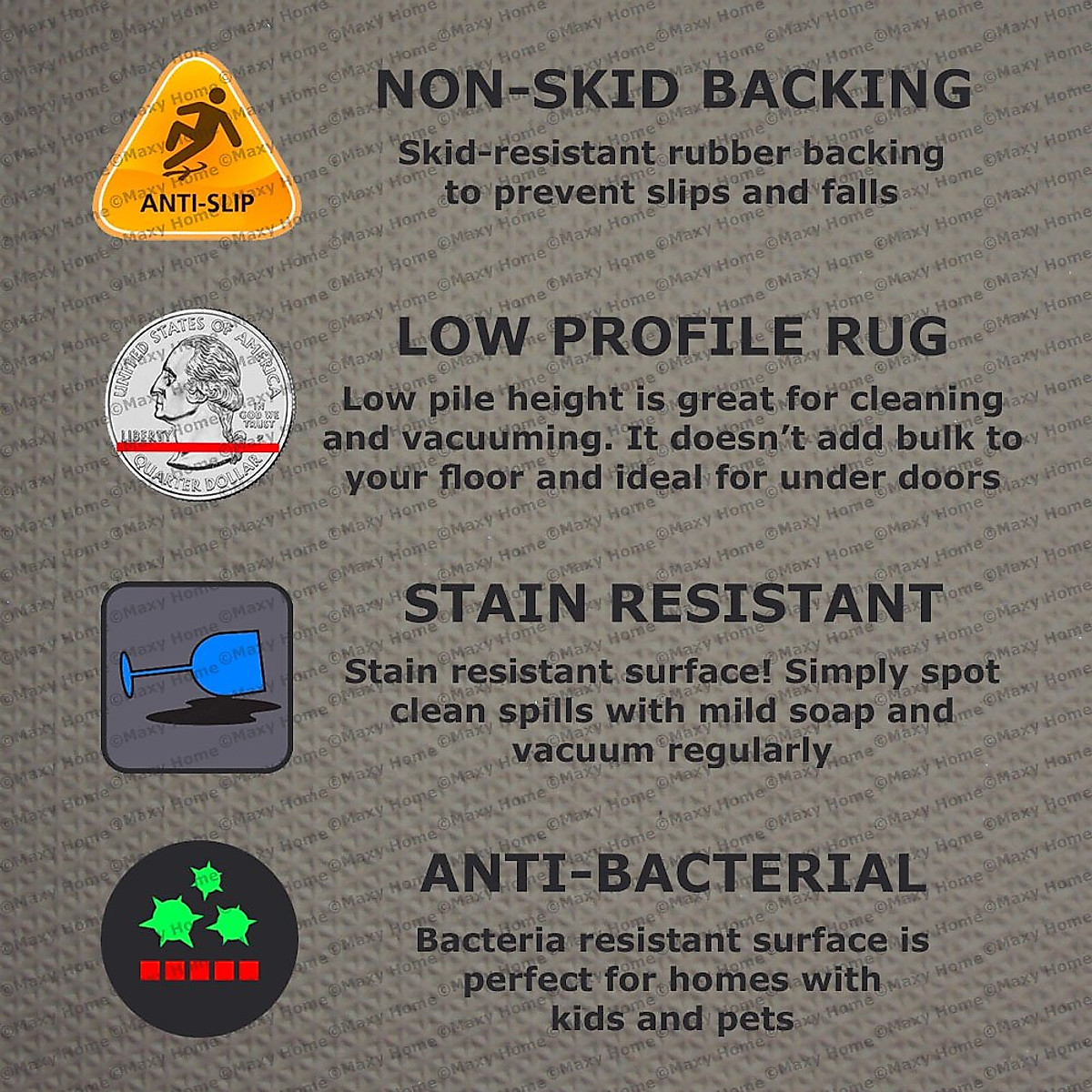 Rubber Backed Area Rug, 39 x 58 inch, Persian Medallion Carmine Red, Non Slip, Kitchen Rugs and Mats