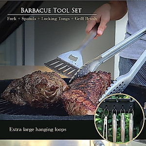 HUMOS, Combo, Outdoor Vertical Charcoal Smoker 3, Premium Extra Thick BBQ Tools Set x 4 pcs, Wood Fire Starter 48 Squares for Grill and Top Meat Smokers Box in Barbecue Grilling Accessories.