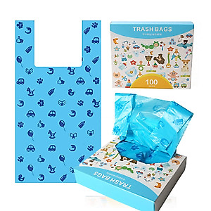 Disposable Diaper Bags with Easy-Tie Tabs, Degradable Diaper Trash Bags or Pet Waste Bags, With Cute Pattern Unscented Biodegradable Diaper Sacks, 200 Counts