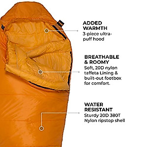 TETON Sports Altos-S 0F Ultralight Mummy Sleeping Bag for Camping, Hiking, Backpacking (Orange), 84 x 32 x 3"