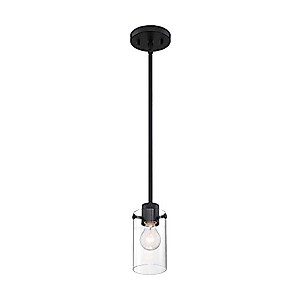 Nuvo 60/7270 Sommerset 1-Light Mini Pendant Fixture with Clear Glass - Matte Black Finish