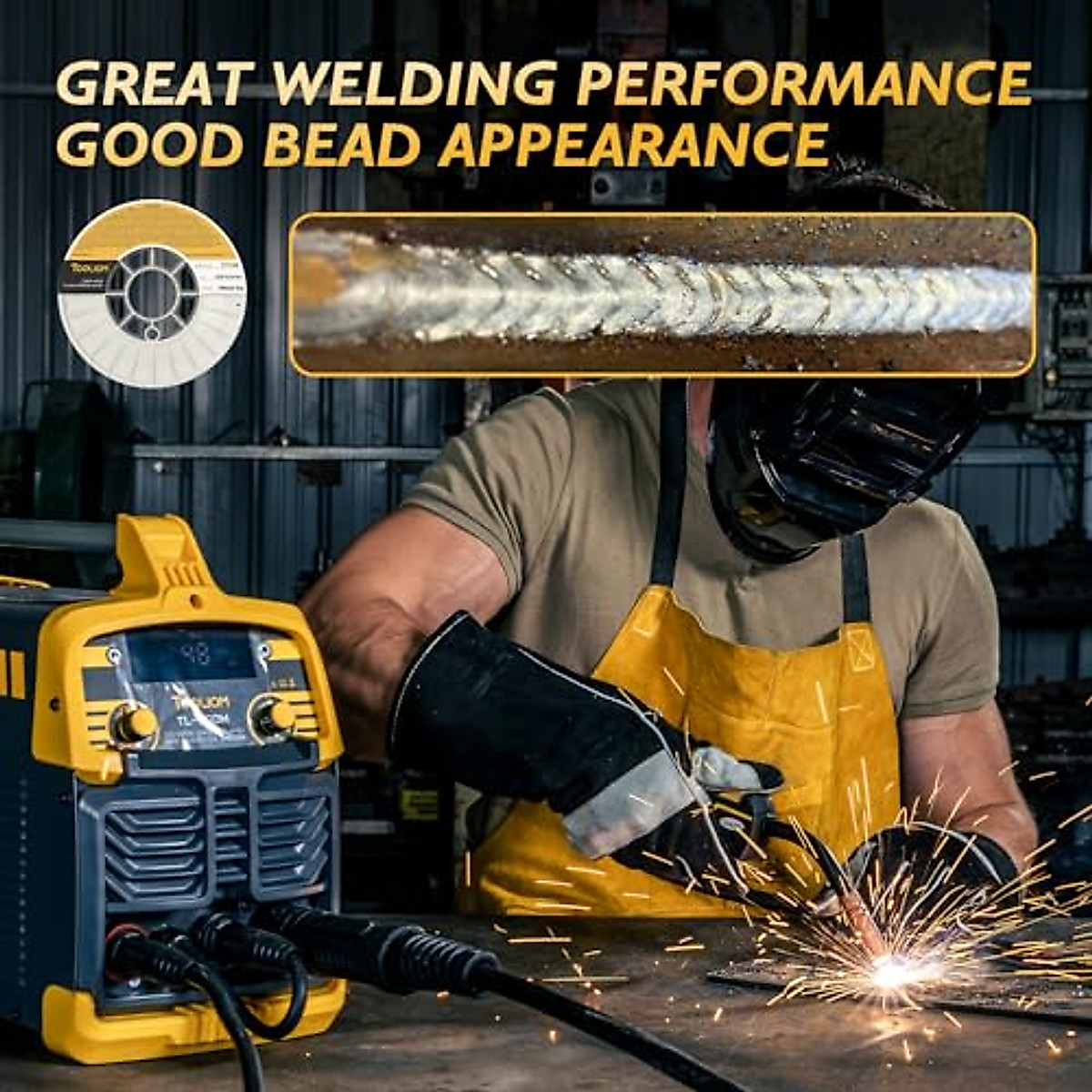 TOOLIOM E71T-GS .035" Diameter 10-Pound Spool Flux Core Self-shielded Carbon Steel Mig Welding Wire