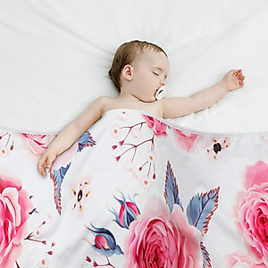 Yoofoss Baby Blanket Super Soft Minky Swaddle Cuddle Blanket with Double Layer Plush Dot Backing Printed Receiveing Blanket for Boys Girls Nursery Stroller Crib Newborn Blanket 30x40In (Pink)