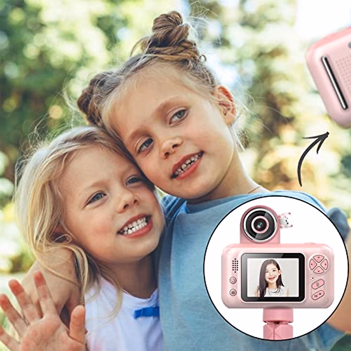 Kids Camera, Kids Digital Camera for Girls and Boys, Multifunction Front Back 180 Degree Angles Photo Video MP3 Digital Mini Camera for 3 to 12 Years Old