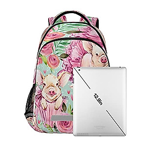 ALAZA Cute Pig Leaf Animal Cake Large Backpack Travel College School Shoulder Laptop Bag Daypack Bookbag