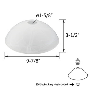 Fixture Glass Shade.alabaster Finish.3-1/2" Height X 9-7/8" Diameter White Modern Contemporary