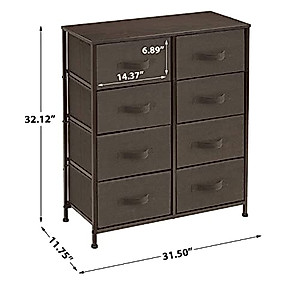 Sorbus Dresser with 8 Drawers - Furniture Storage Chest Tower Unit for Bedroom, Hallway, Closet, Office Organization - Steel Frame, Wood Top, Easy Pull Fabric Bins (Brown)