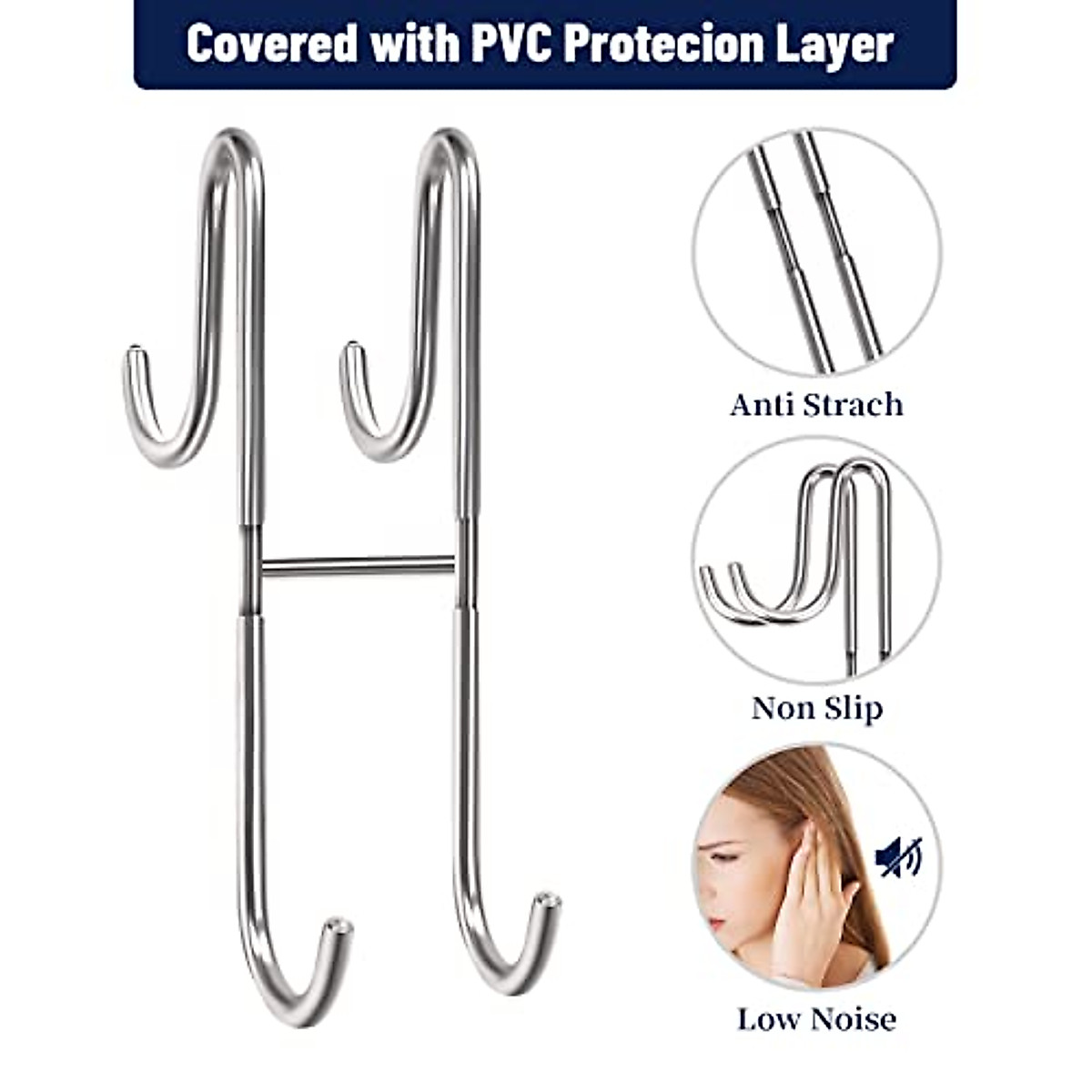 Lefcen Shower Door Hooks, Over The Shower Towel Hook, Shower Hooks for Towels, Towel Hooks for Frameless Glass Shower Door, Stainless Steel, Silver, 2 Pack