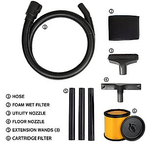 Vacmaster 3 Peak HP 5 Gallon Shop Vauum with Hepa Filter Powerful Suction Wet Dry Vacuum Cleaner with Blower Function 1-1/4 inch Hose 10ft Power Cord