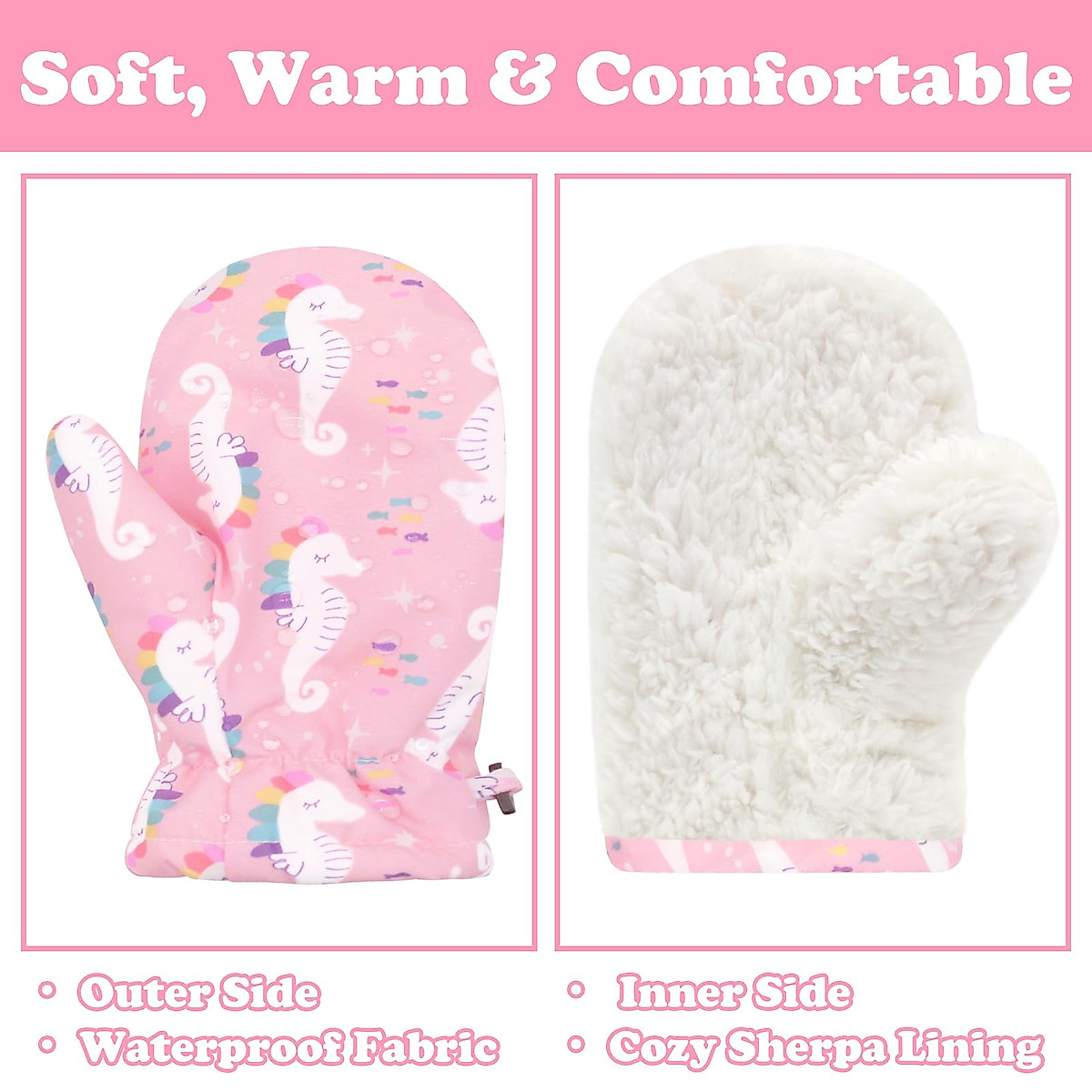 Sarfel Toddler Gloves Ages 2-4 Toddler Mittens Girl Toddler Waterproof Gloves Mittens for Toddler Girls Toddler Snow Mittens