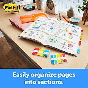 Post-it Tabs, 1 in Solid, Aqua, Yellow, Pink, Red, Green, Orange, 6/Color, 36/Dispenser (686-ALOPRYT)