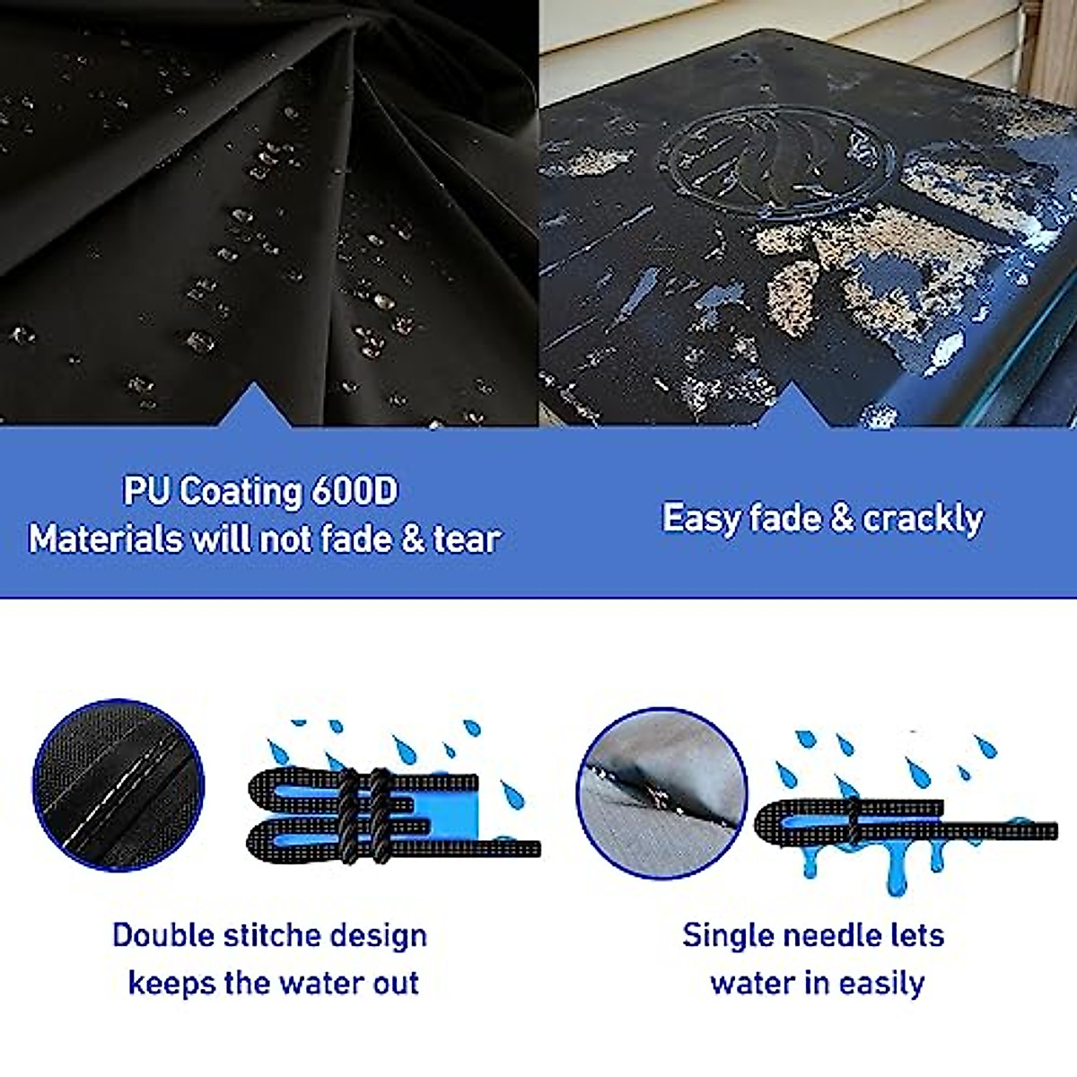 22 inch Griddle Cover for Blackstone - 600D with Hood Blacksston Grill Cover Handles Waterproof UV-Proof Windproof Drastring for BBQ Outdoors,Black