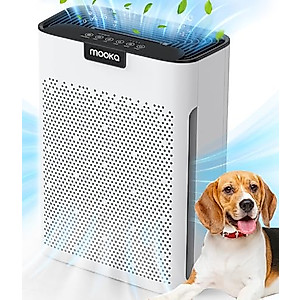 Air Purifiers for Home Large Room 2000 Ft² with Washable Filters, Fragrance Sponge, MOOKA H13 HEPA Filter Pet Air Purifier for Bedroom, Air Cleaner for Smoke Dust Pollen Pets Hair Odor, KJ190L White