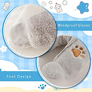 Fairy Baby Newborn Baby Winter Snowsuit Bear One-Piece Hooded Romper Footie Fleece Jumpsuit Infant Girl Boy Grey 3-6M