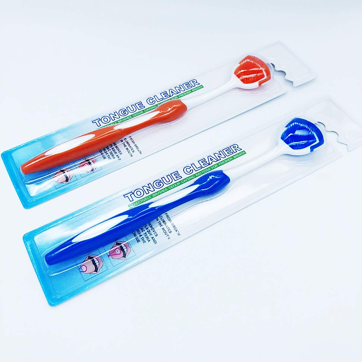 Tongue Brush, Tongue Scraper, Tongue Cleaner Helps Fight Bad Breath, 2 Tongue Scrapers, 2 Pack (Blue & Orange)
