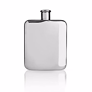 Viski Silver Flask, Polished Stainless Steel Flask with Screw Top for Alcohol, Liquor Flask for Men, 6 Ounces, Set of 1