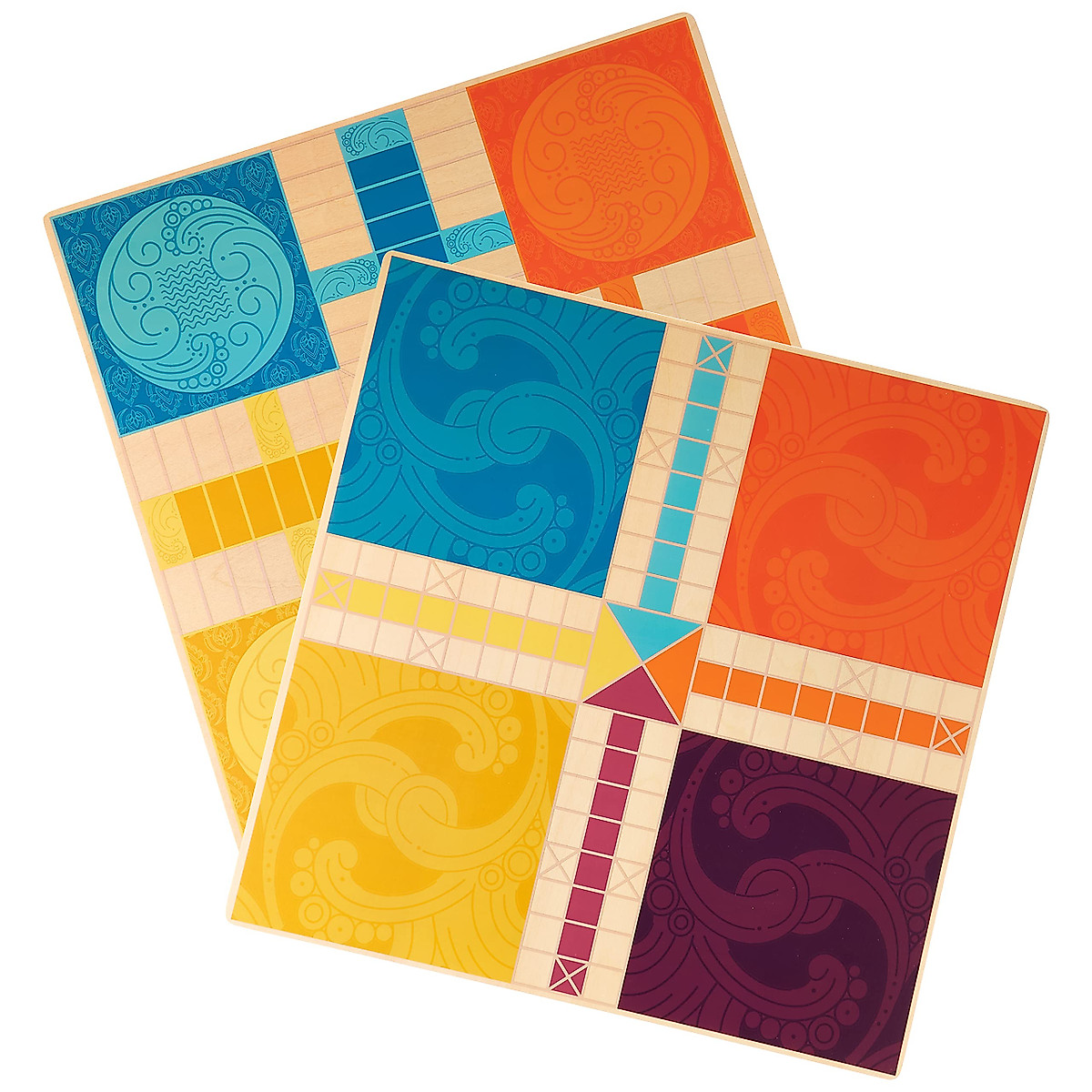 Pachisi: India's Game of Twenty-Five - Features 2-in-1 Modern and Traditional Rulesets - Double-Sided Board Game with Colorful Animal Pawns and Wooden Cowrie Shell - Family Game Night for 2-4 Players