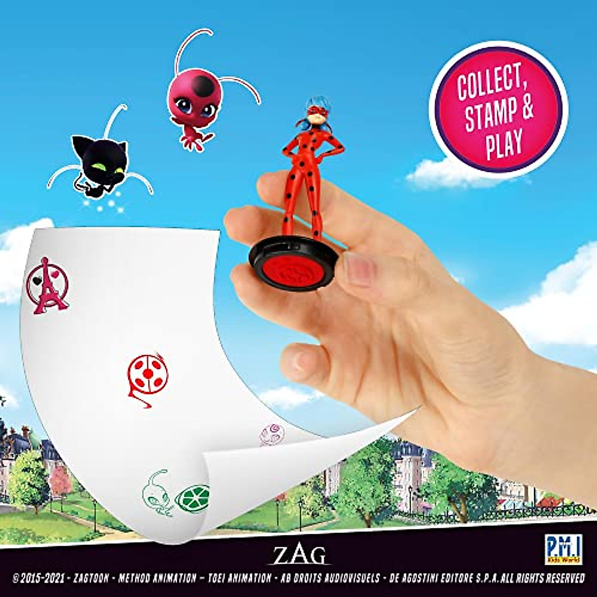 P.M.I. Miraculous Ladybug Stamps for Kids |12 Miraculous Ladybug Stampers Out of 16 Collectibles in 1 Pack | Miraculous Ladybug Stationery, Stampers, Birthday Party Supplies - Cat Noir (Assortment A)