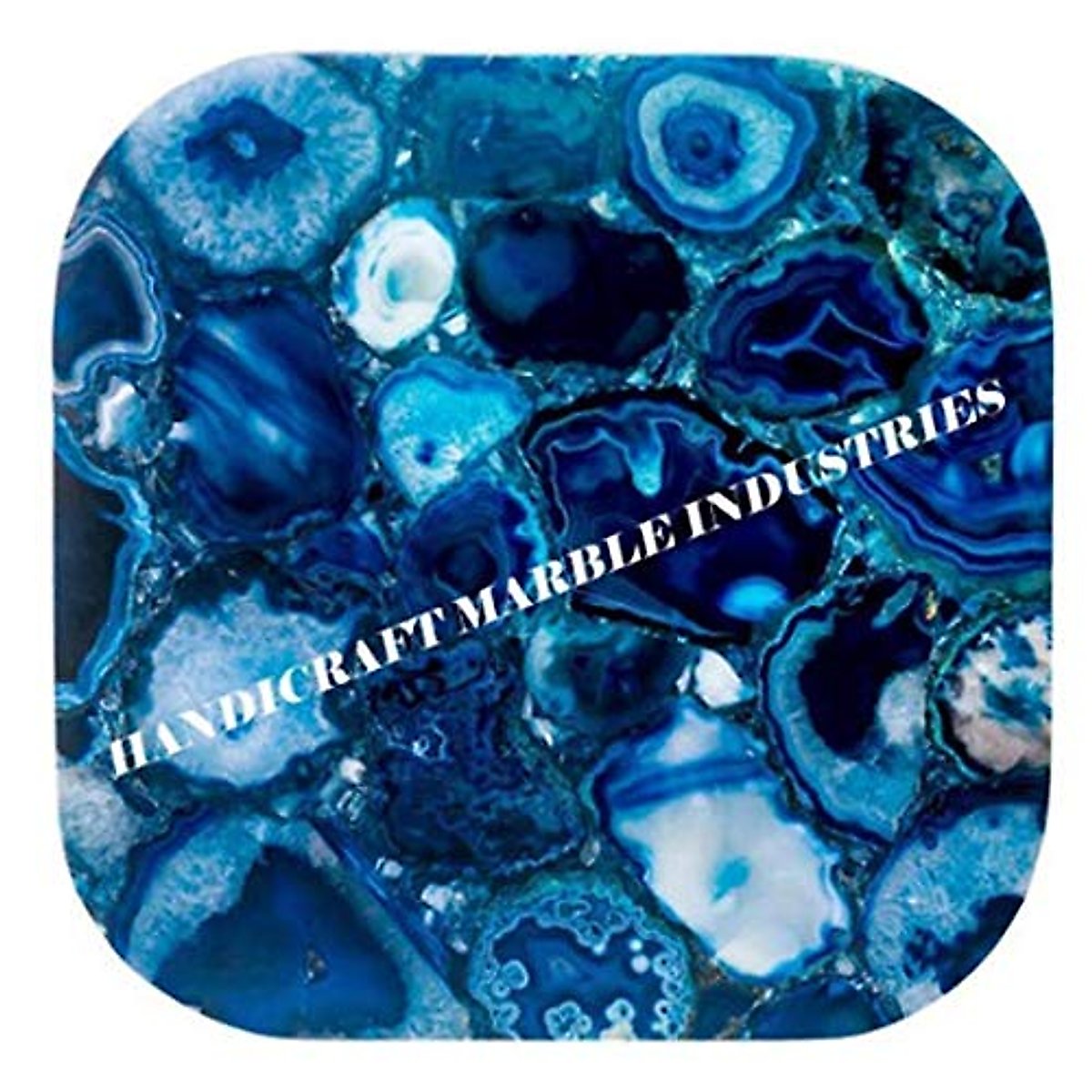 30" Inch Agate Square Table, Natural Agate Table, Square Coffee Table, Blue Agate Table, Square Agate Stone Table
