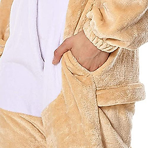 OLAOLA Adult Animal Onesie, Adult Unisex Fox Onesies, Plush Cosplay Pajamas, One Piece Sleepwear Halloween Costume