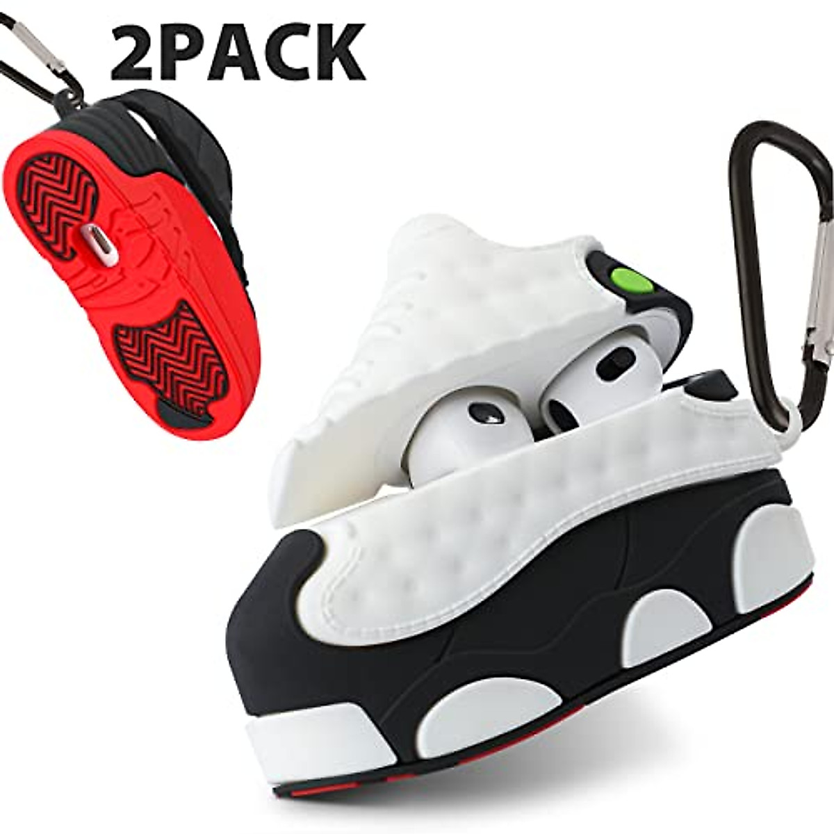2 Pack Gkv for Airpods 3 Case for Airpod 3 (2021) Cover Unique Funny Fun Cute 3D Hypebeast Design Air Pods 3rd Generation Silicone Shell Cases for Girls Teen Boys Kids Red+White Shoes