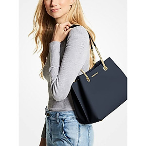 Michael Kors Teagan Large Pebbled Leather Shoulder Bag (Navy)