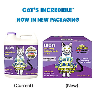 Lucy Pet Cats Incredible 18 lb Box Clumping Cat Litter Recyclable Box with Smell Squasher, Absorbent Natural Clay Formula Prevents Ammonia Smell Build-Up, Light Lavender Scent