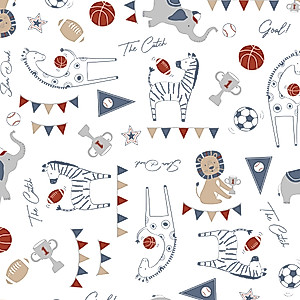 Lambs & Ivy Hall of Fame Animals/Sports 100% Cotton Fitted Baby Crib Sheet