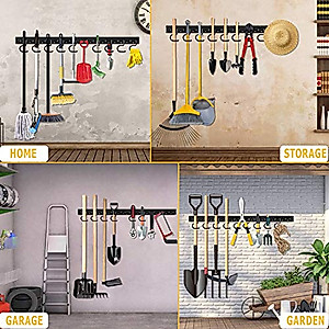 64 Inch Garage Hooks Tool Organizer Wall Mounted, Adjustable Storage System Wall Organizer for Garden Tools, Heavy Duty Tool Hanger for Rake, Mop,Broom and Yard Tools
