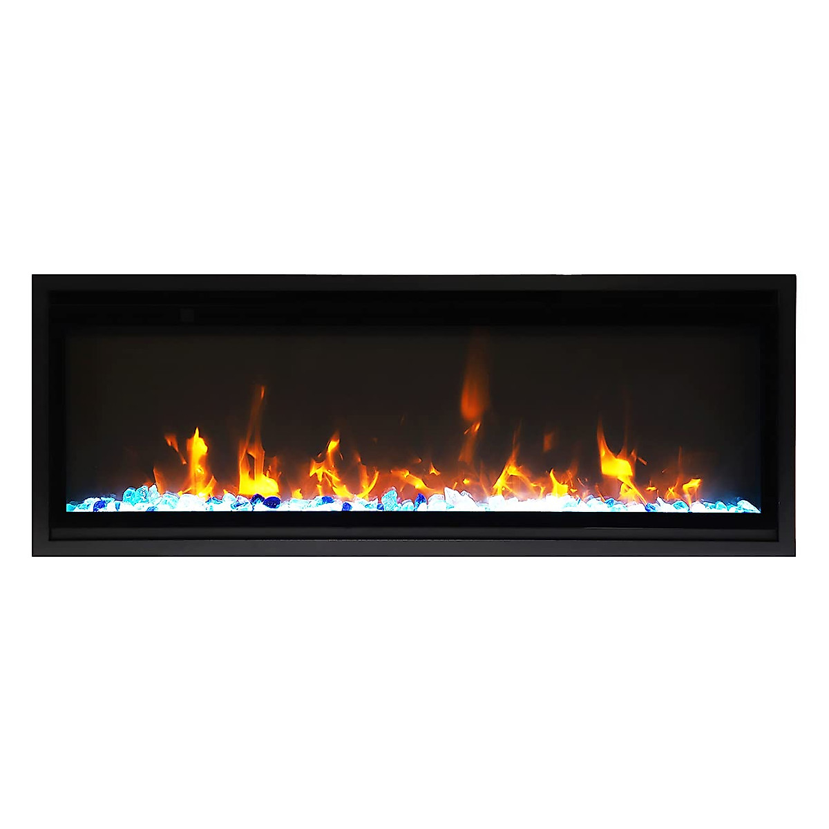60" Extra Slim Indoor Only Electric Fireplace with Black Steel Surround