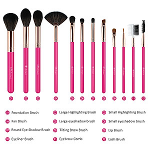 Makeup Brushes 12Pcs Makeup Kit,Foundation Powder Brush Eyeshadow Brush Concealers Blush Face Make up Brushes Set with Premium Premium Gift Box(12Pcs,Rose Red)