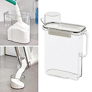 Detergent Storage Bucket, Durable PP Material Washing Powder Container With Measuring Cup Lid, Useful Design Detergent Dispenser, Large Capacity Laundry Powder Storage Dishwashing Liquid