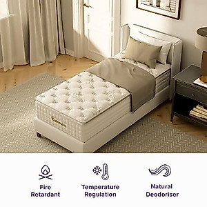 NapQueen Cashmere, 14" Queen Hybrid of Memory Foam and Edge Support Pocket Coils, Pillow Top Mattress