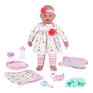 KOOKAMUNGA KIDS 18” Baby Doll Set - Baby Dolls for 2 Year Old Girls & Boys and Up - Comes w/Soft Baby Doll - Toy Baby Bottle - Diaper Bag - Blanket & Pacifier & Plush-Rattle